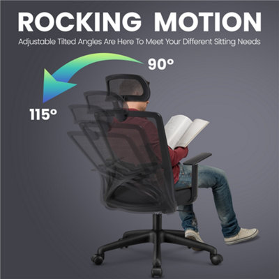 Buy Yaheetech Ergonomic Mesh Office Chair with Headrest - Black at B&Q