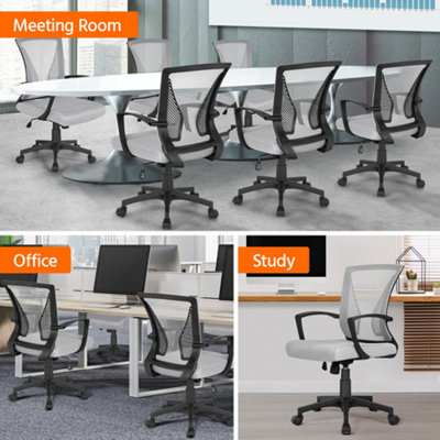 Yaheetech Ergonomic Mesh Office Chair with Mid-Back 360 Degree Rolling ...