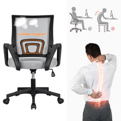 Yaheetech Ergonomic Mid-back Mesh Office Chair - Light Grey
