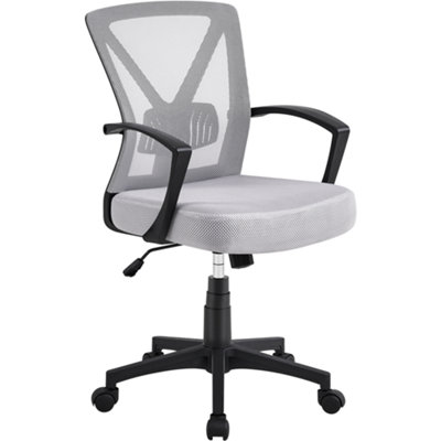 Yaheetech Ergonomic Mid-back Swivel Mesh Office Chair - Light Grey