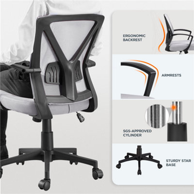 Yaheetech Ergonomic Mid-back Swivel Mesh Office Chair - Light Grey