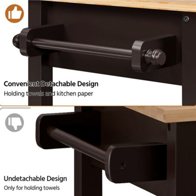 Yaheetech Espresso Portable Minimalist Kitchen Cart with Storage & Drawer