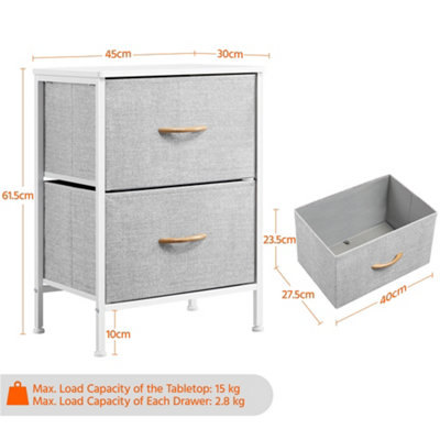 Yaheetech Fabric Chest of Drawers with 2 Drawers Light Grey
