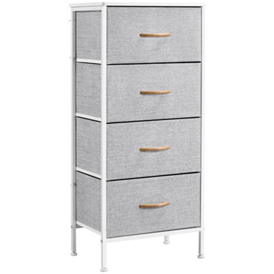 Yaheetech Fabric Chest of Drawers with 4 Drawers Light Grey
