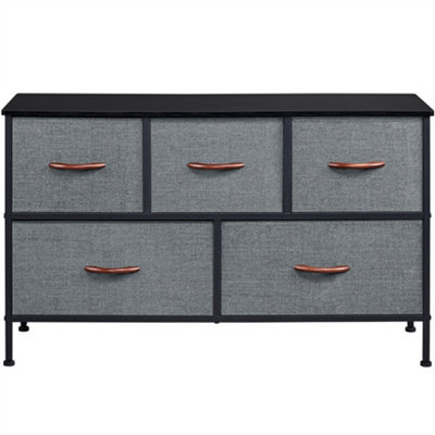 Yaheetech Fabric Chest of Drawers with 5 Drawers Dark Grey