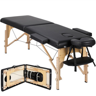 Yaheetech Folding Spa Table with Headrest Hand Pallet Black