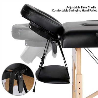 Yaheetech Folding Spa Table with Headrest Hand Pallet Black