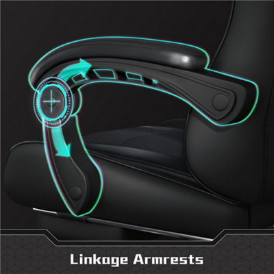 Yaheetech Full Ergonomic Gaming Chair with Slide Out Footrest - Black