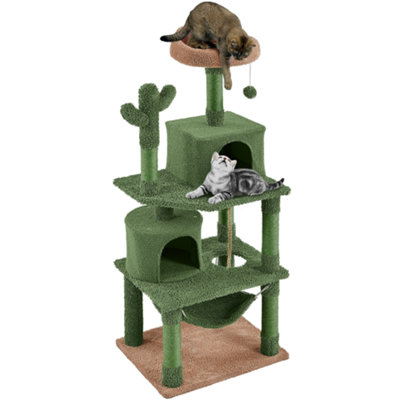 Yaheetech Green/Brown 158.5cm Multi Level Cat Tree Large Cat Tower w ...