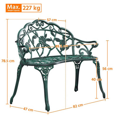 Yaheetech Green Outdoor Metal Garden Bench with Adjustable Foot Pads