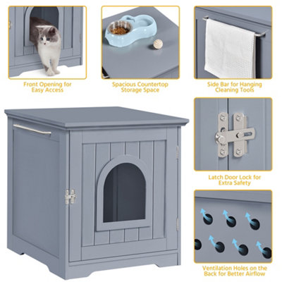 Yaheetech Grey Enclosed Cat Litter Box