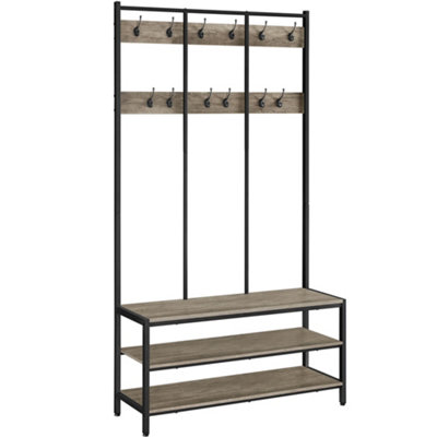 Yaheetech Grey Industrial Hall tree with with Bench & Shoe Storage
