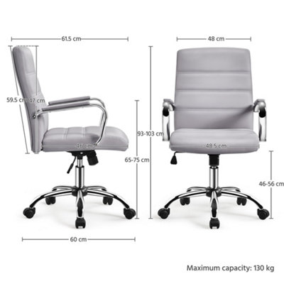 Yaheetech Height Adjustable PU Leather Office Chair with Armrests ...