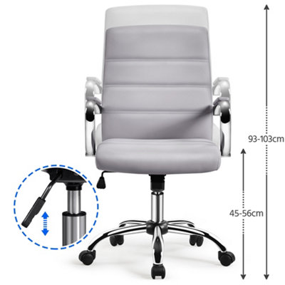Yaheetech Height Adjustable PU Leather Office Chair with Armrests ...