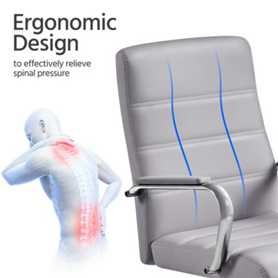 Yaheetech Height Adjustable PU Leather Office Chair with Armrests ...