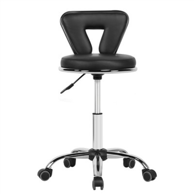 Yaheetech Height-Adjustable Salon Stool with Backrest Black