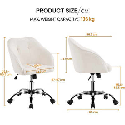 Yaheetech Height Adjustable Swivel Desk Chair with Castors and Armrests ...