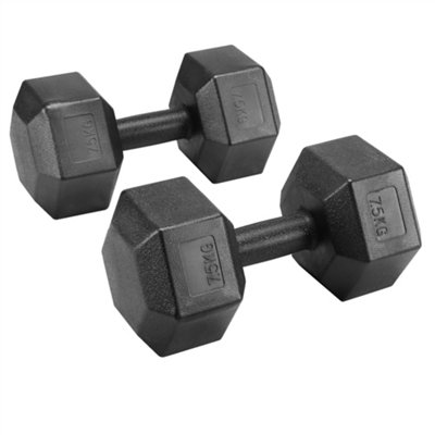 Yaheetech Hexagon Dumbell Set for Strength Workouts - 2x7.5kg