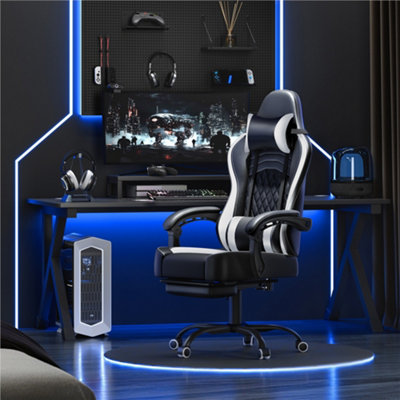 Yaheetech High-Back Ergonomic Swivel Gaming Chair w/ Slide-Out Footrest ...