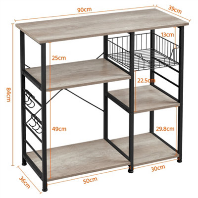 Yaheetech Kitchen Storage Rack with Shelfs Grey