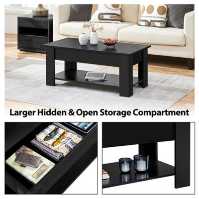 Yaheetech Lift Top Coffee Table with Hidden Compartment and Open Shelf ...