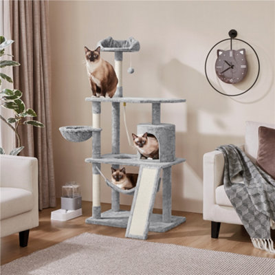 Yaheetech Light Grey 160cm Multilevel Cat Tree Plush Cat Tower Medium