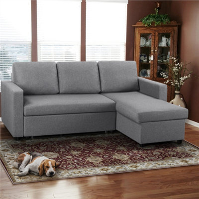 Yaheetech Light Grey Corner Sofa Bed with Chaise for Limited Spaces