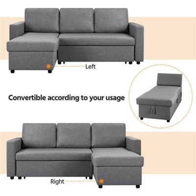 Yaheetech Light Grey Corner Sofa Bed with Chaise for Limited Spaces