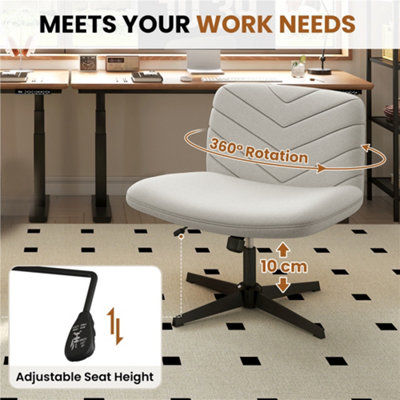 Yaheetech Light Grey Fabric Swivel Desk Chair with No Arms