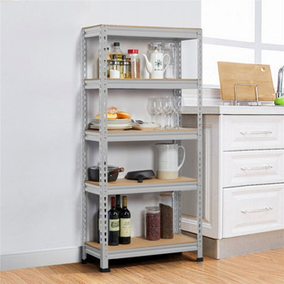 Yaheetech Light Grey Metal 5 Tiers Boltless Storage Shelf for Warehouse ...