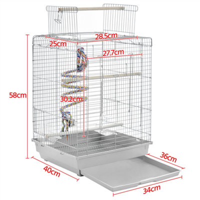 Yaheetech Light Grey Open Top Metal Bird Cage w/ Open Play Top