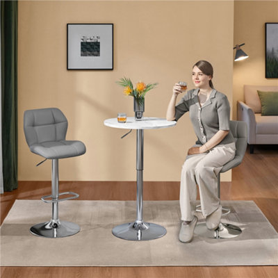 Yaheetech Marble Height-Adjustable Pub Round Table with Swivel Tabletop