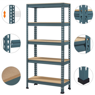 Buy Yaheetech Neptune Blue Metal 5 Tiers Boltless Storage Shelf for ...