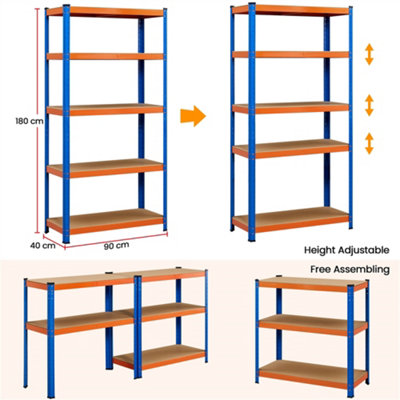 Yaheetech Orange/Blue Metal Storage Rack with 5 Adjustable Shelves