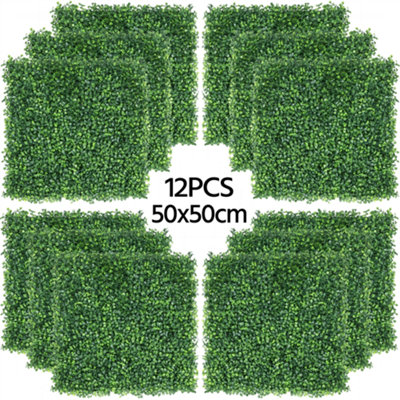 Yaheetech Pack of 12 Artificial Boxwood Hedge Panel Plastic Greenery ...