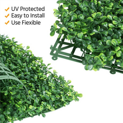 Yaheetech Pack of 12 Artificial Boxwood Hedge Panel Plastic Greenery Fence Wall
