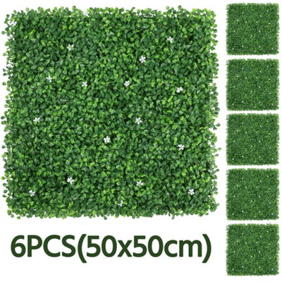 Yaheetech Pack of 6 Artificial Plastic Boxwood Hedge Panel with White ...
