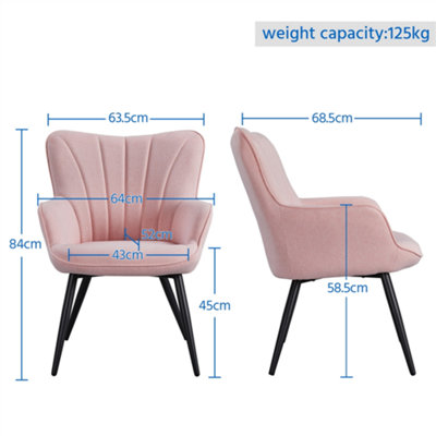 Yaheetech Pink Modern Pleated Curved Back Fabric Accent Chair ...