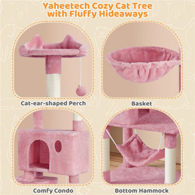 Yaheetech Pink Multi-level Cat Tree with Condos and Scratching Posts