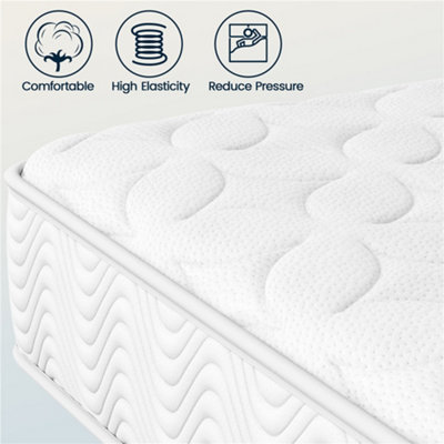 Yaheetech Pocket Coil Spring Mattress Comfortable Medium Firm - White ...
