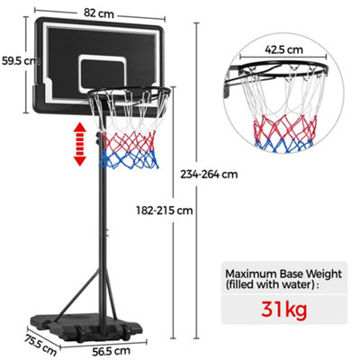 Yaheetech Portable Basketball System with Adjustable Pole 82cmL x 59.5cmW