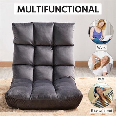 YAHEETECH PORTABLE FLOOR SOFA CHAIR WITH ADJUSTABLE POSITIONS - GREY