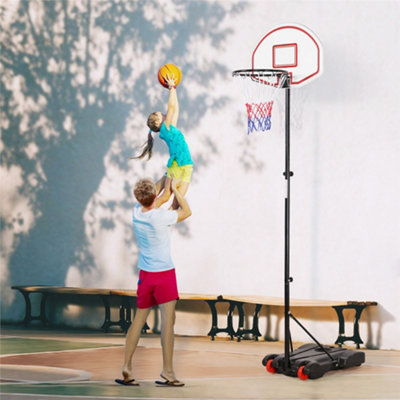 Yaheetech Red Portable Basketball Hoop with Wheels | DIY at B&Q