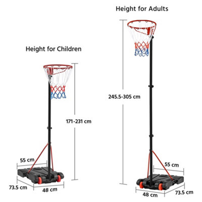 Yaheetech Red Portable Netball Hoop with Wheels