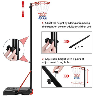 Yaheetech Red Portable Netball Hoop with Wheels
