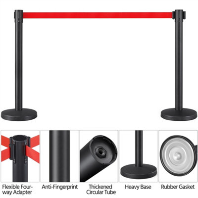 Yaheetech Retractable Belt Stanchion Set for Queuing Lines Red