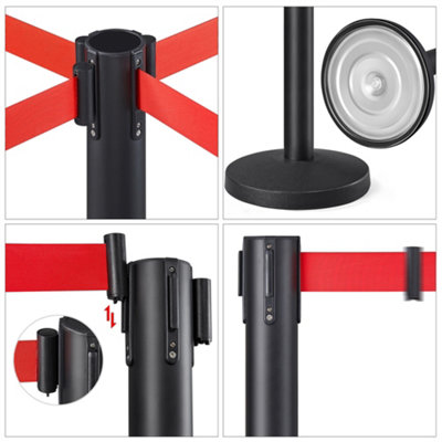 Yaheetech Retractable Belt Stanchion Set for Queuing Lines Red