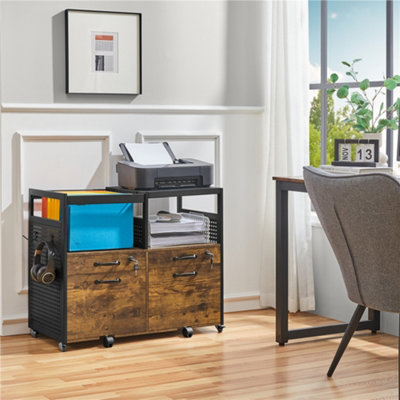 Yaheetech Rolling Office Filing Cabinet with Large Storage