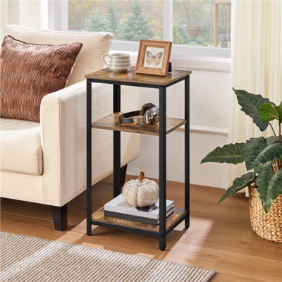 Yaheetech Rustic Brown 2 Shelves Wooden Side Table for Small Spaces at B&Q