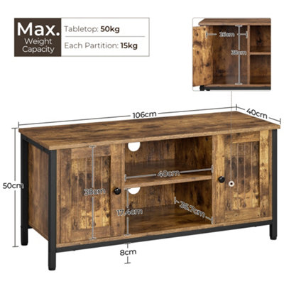 Yaheetech Rustic Brown Farmhouse TV Cabinet with 2 Doors and Cable ...
